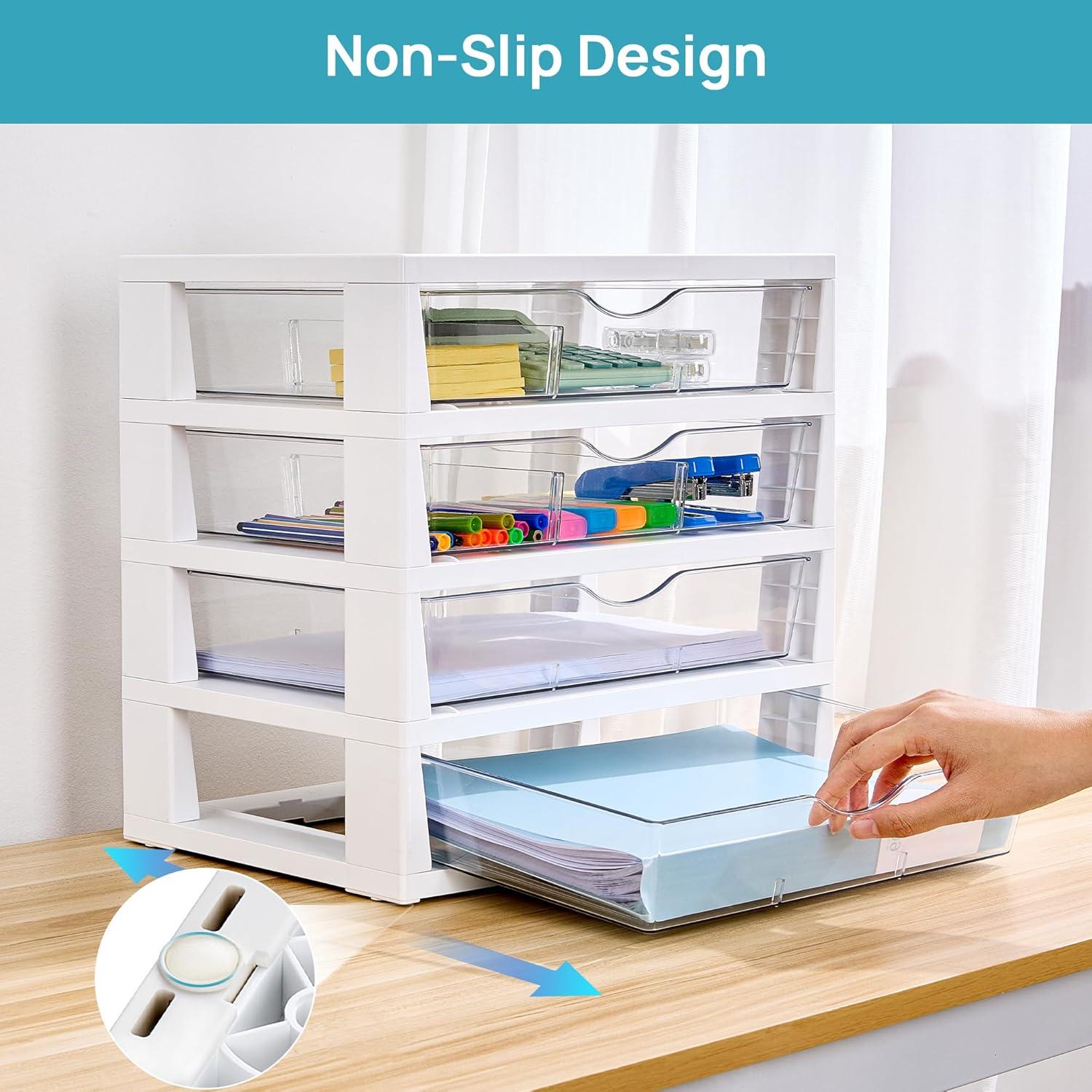 Vtopmart Clear Desk Organizer, 4-Tier Assemble Desktop File Organizer ...