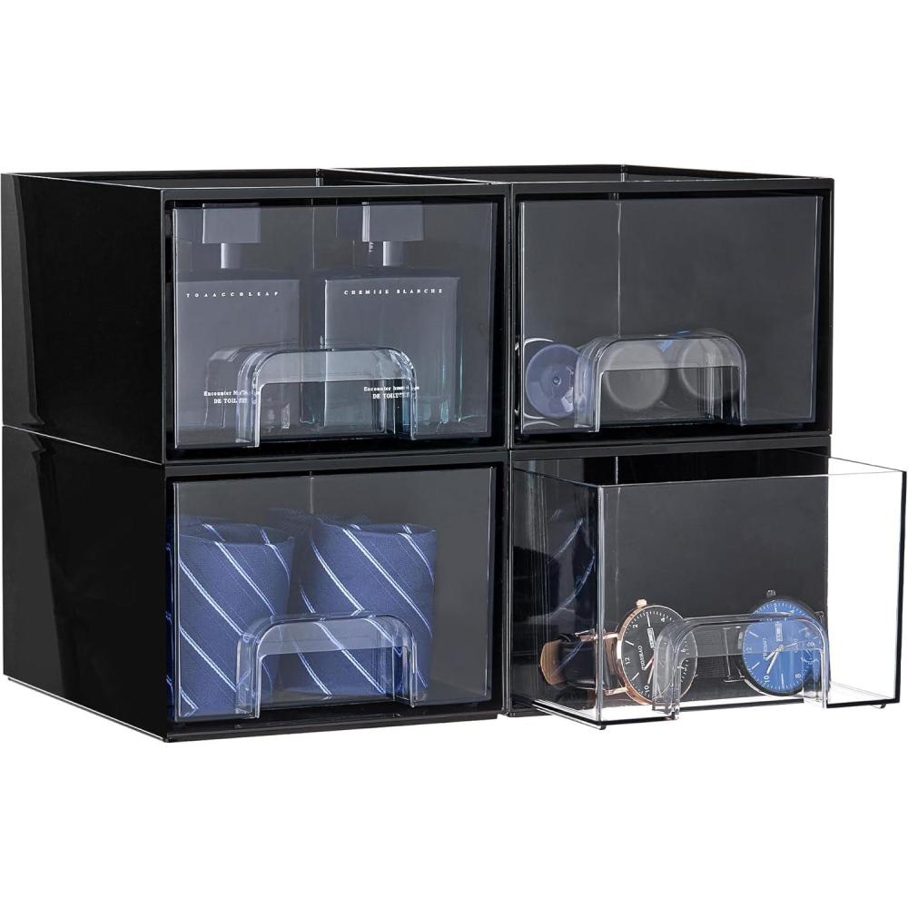 Vtopmart 4Pack Small Stackable Storage Drawer, Bathroom Makeup ...