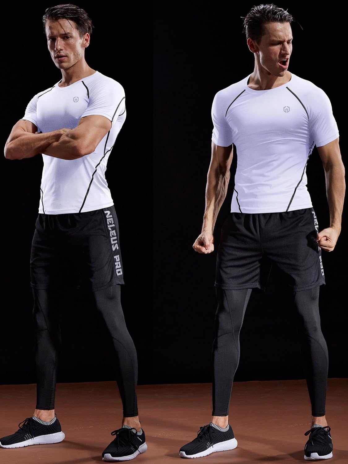 NELEUS Men’s Compression Baselayer Athletic Workout T Shirts(5022 Black ...