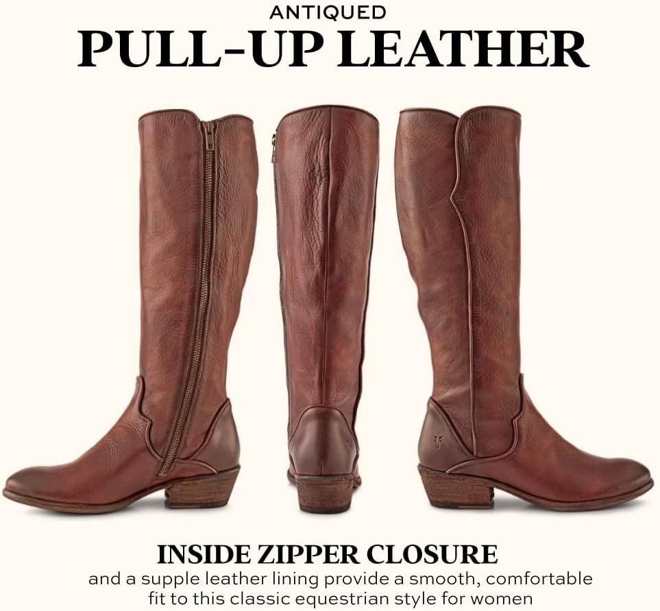 Frye Carson Piping Tall Boots for Women Made from Antiqued Pull-Up ...