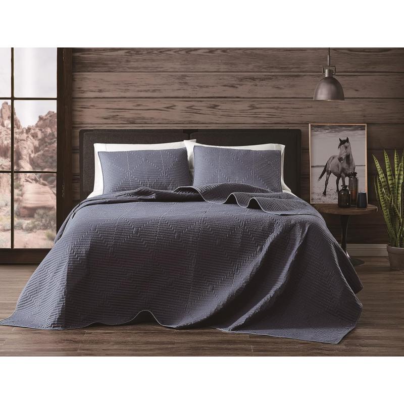 FRYE – Ray Pick Stitch Embroidered 3 Piece Queen Quilt and Sham Set ...